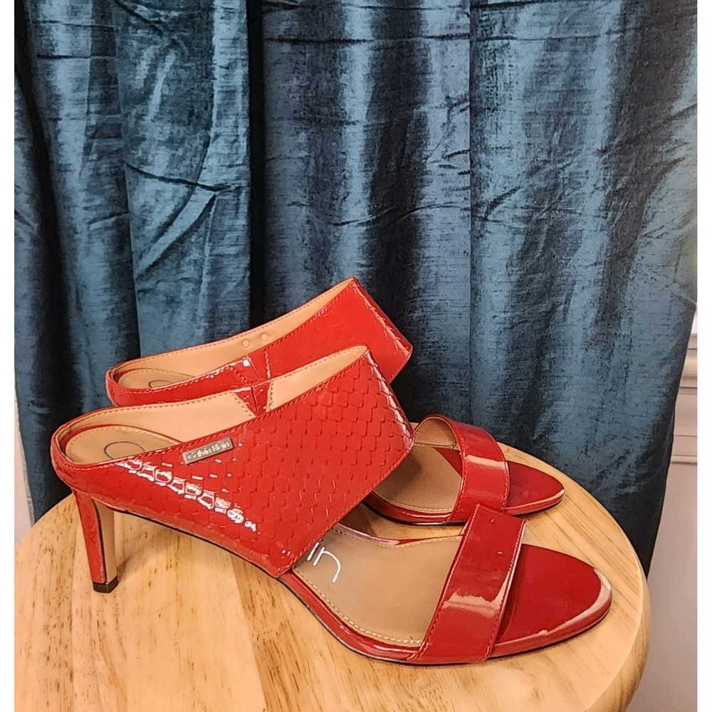 Calvin Klein Cecily Red Patent Leather Sandals Stilet… - Gem